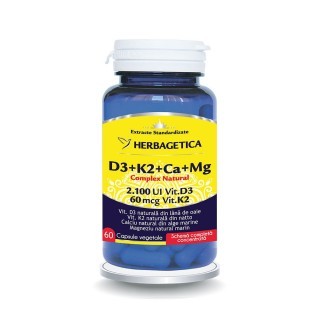 COMPLEX NATURAL D3+K2+CA+MG 60 CPS VEGETALE Herbagetica - Plantilia