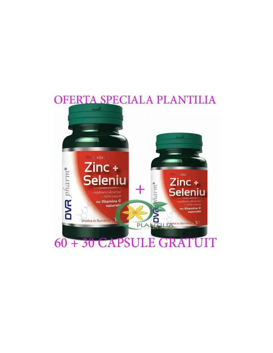 Zinc + Seleniu cu Vitamina C 60 + 30 cps DVR Pharm - Plantilia