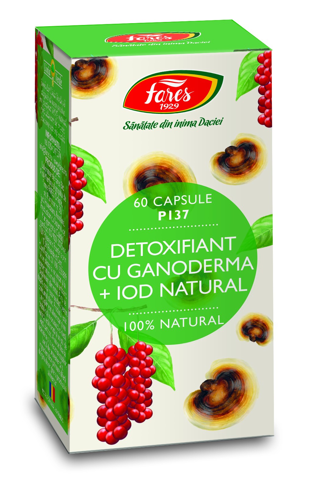 Detoxifiant cu Ganoderma + Iod Natural 60 cps Fares - Plantilia